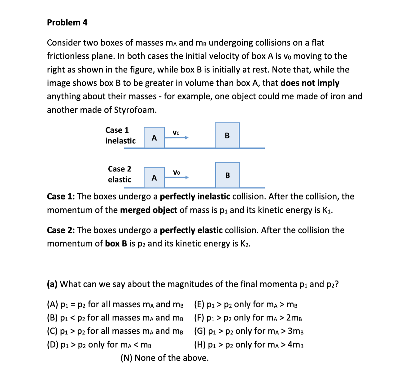 Solved Problem 4Consider two boxes of masses mA ﻿and mB | Chegg.com