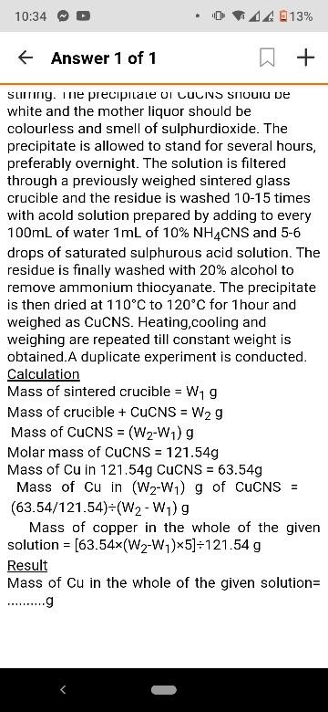 Solved Answer 1 of 1 W + We can use gravimetric analysis to | Chegg.com