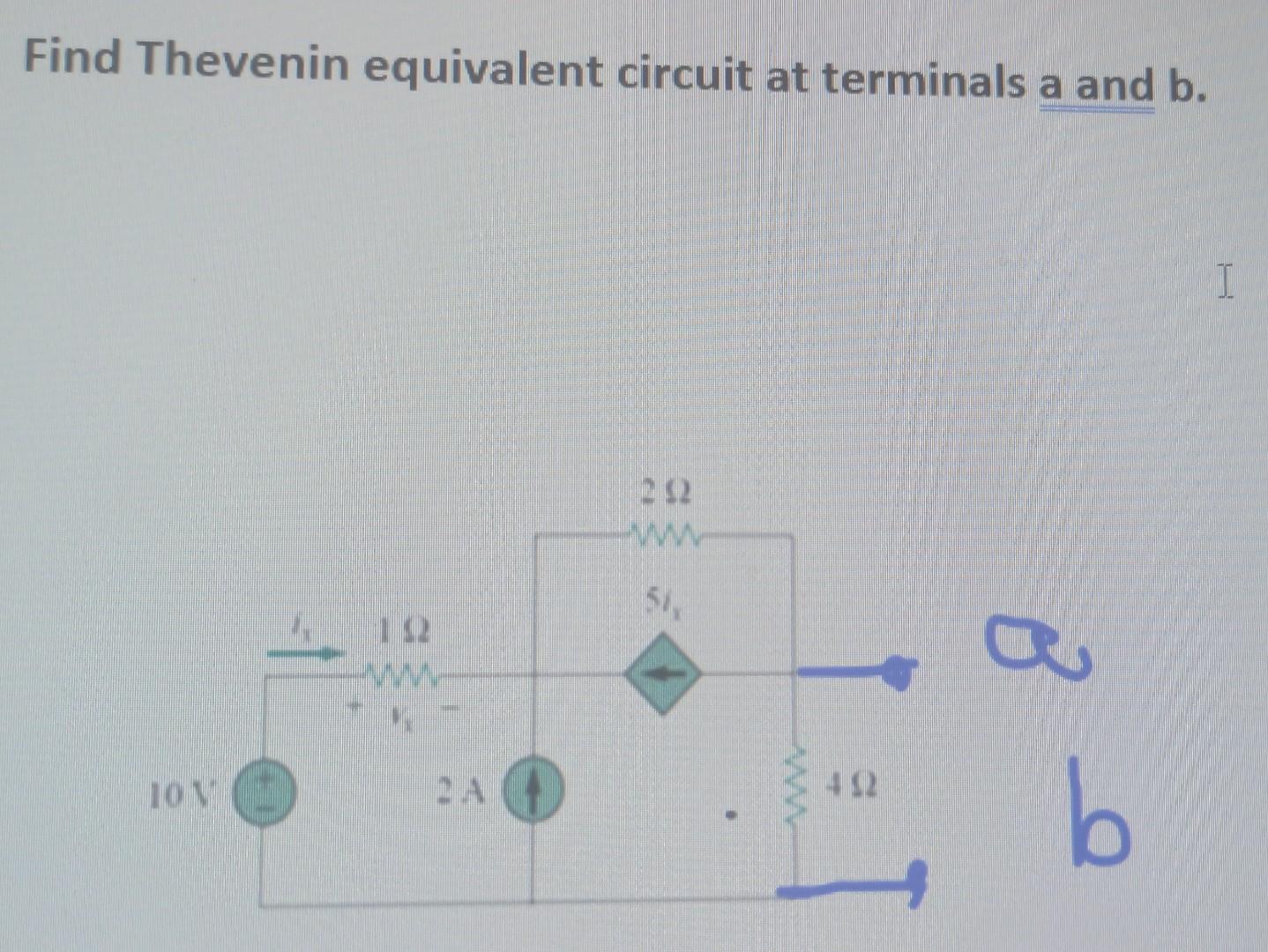 Solved Find Thevenin equivalent circuit at terminals a and | Chegg.com