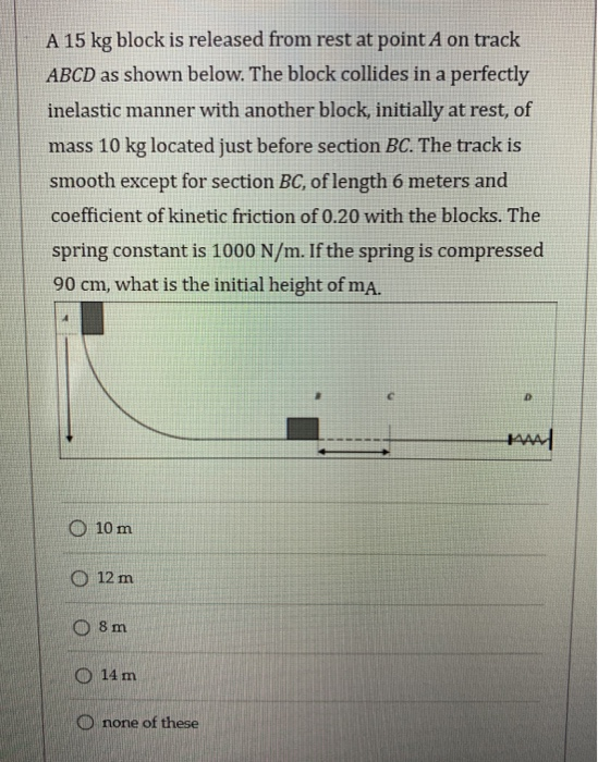 Solved A 15 kg block is released from rest at point A on | Chegg.com