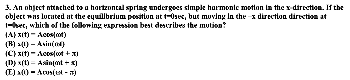 Solved An object attached to a horizontal spring undergoes | Chegg.com