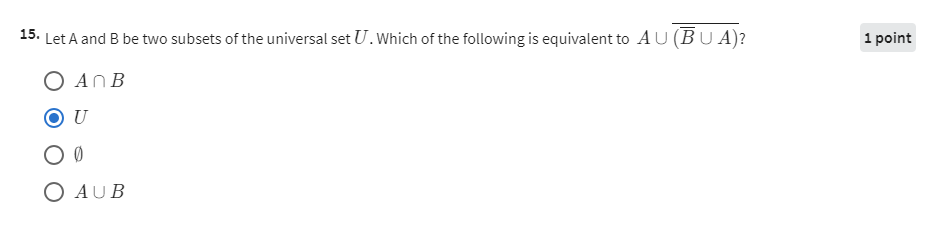 Solved Let A and B ﻿be two subsets of the universal set U. | Chegg.com