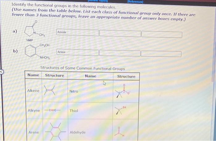 Solved Identify the functional groups in the following | Chegg.com