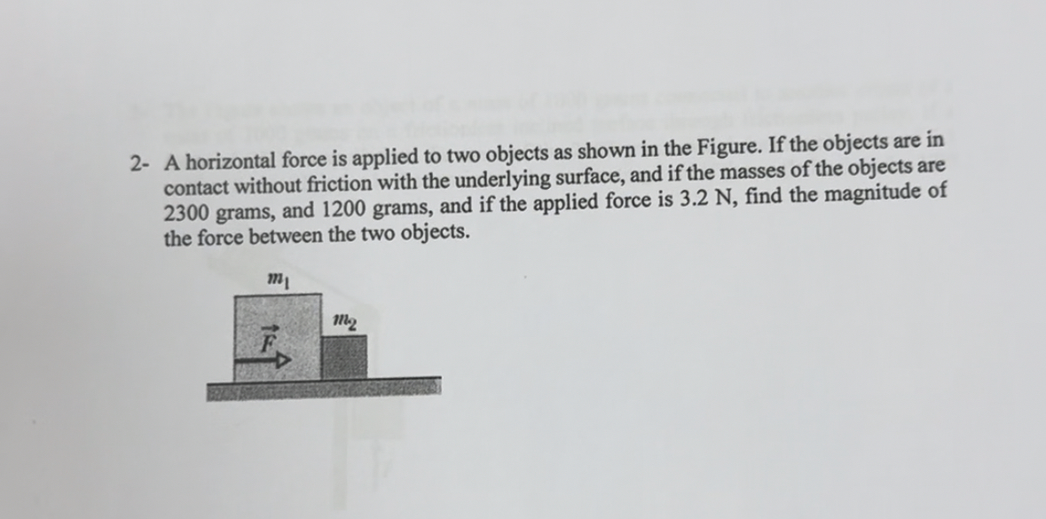 Solved by an EXPERT 2- ﻿A horizontal force is applied to two objects as ...