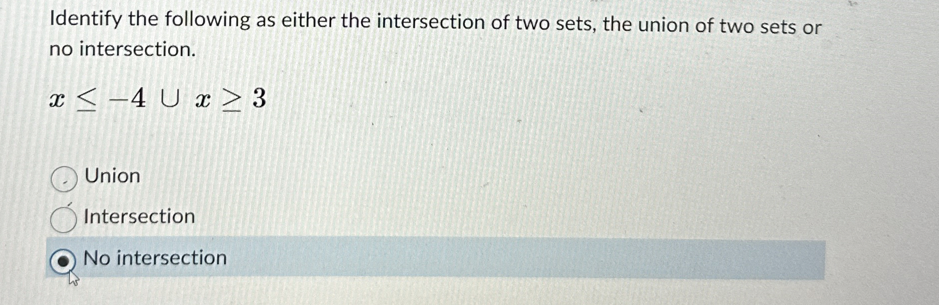 Identify the following as either the intersection of | Chegg.com