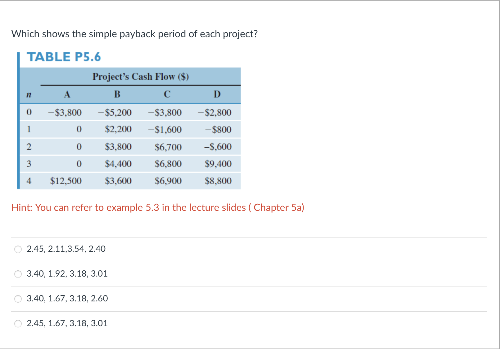 Solved Which shows the simple payback period of each | Chegg.com Solved Which shows the simple payback period of each | Chegg.com