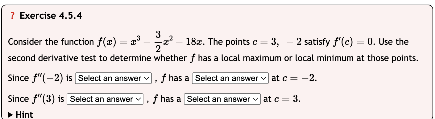 Solved ? ﻿Exercise 4.5.4 ﻿Consider the function | Chegg.com