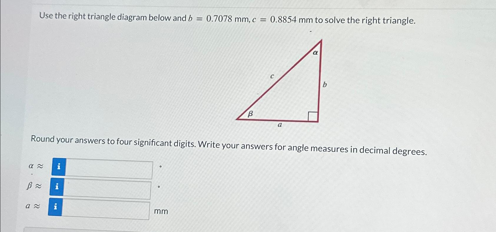Solved Use the right triangle diagram below and | Chegg.com