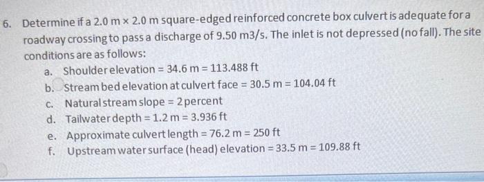 Solved Determine if a 2.0 m×2.0 m square-edged reinforced | Chegg.com