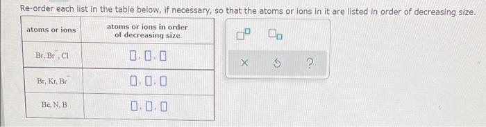Solved Re-order each list in the table below, if necessary, | Chegg.com