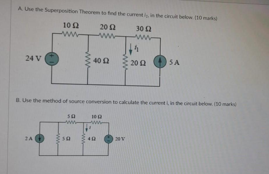 Solved A. Use the Superposition Theorem to find the current | Chegg.com