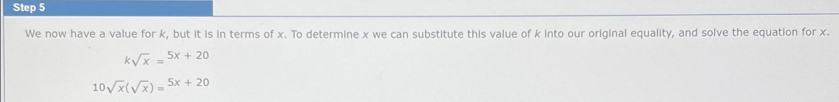 Solved Step 5\\nWe now have a value for k, but it is in | Chegg.com