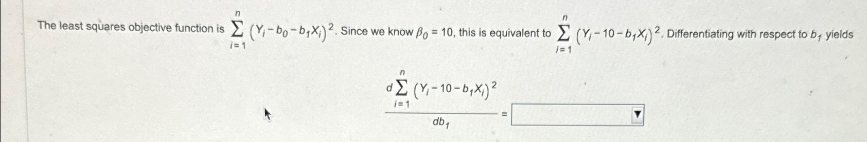 Solved The Least Squares Objective Function Is