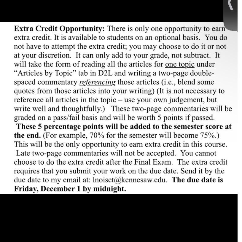 Solved Extra Credit Opportunity: There is only one | Chegg.com