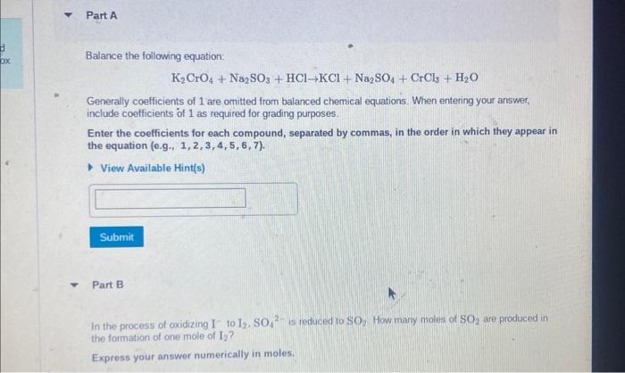 Solved Balance the following equation: | Chegg.com