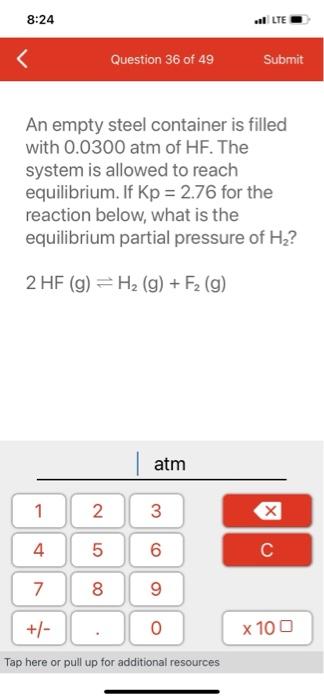 Solved An empty steel container is filled with 0.0300 atm of | Chegg.com
