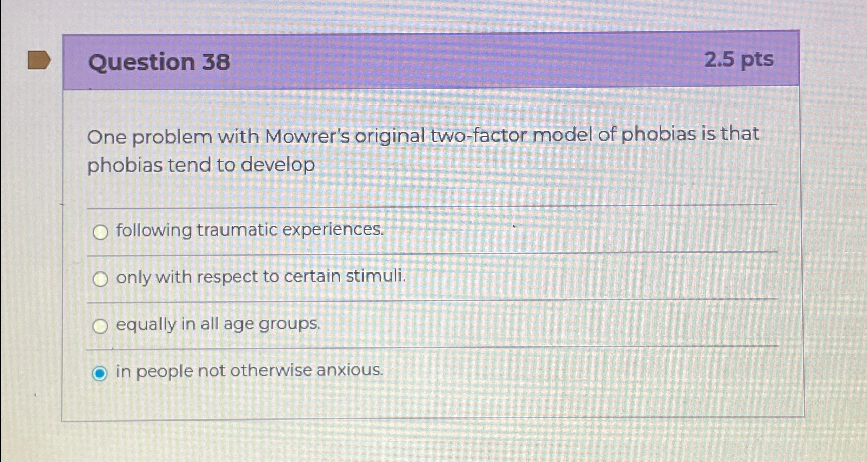 Solved Question 382.5ptsOne problem with Mowrer's original | Chegg.com