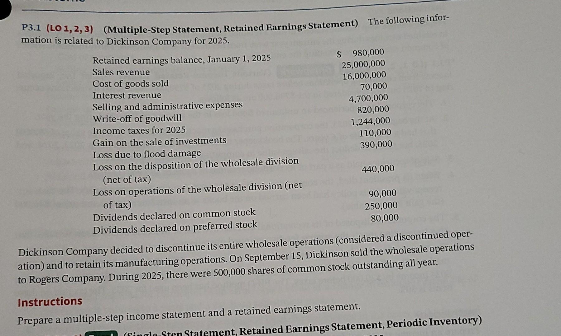 Solved P3.1 (LO1,2,3) (Multiple-Step Statement, Retained | Chegg.com