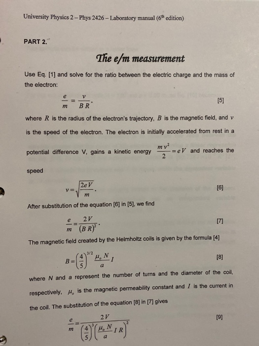 University Physics 2 - Phys 2426 - Laboratory manual | Chegg.com