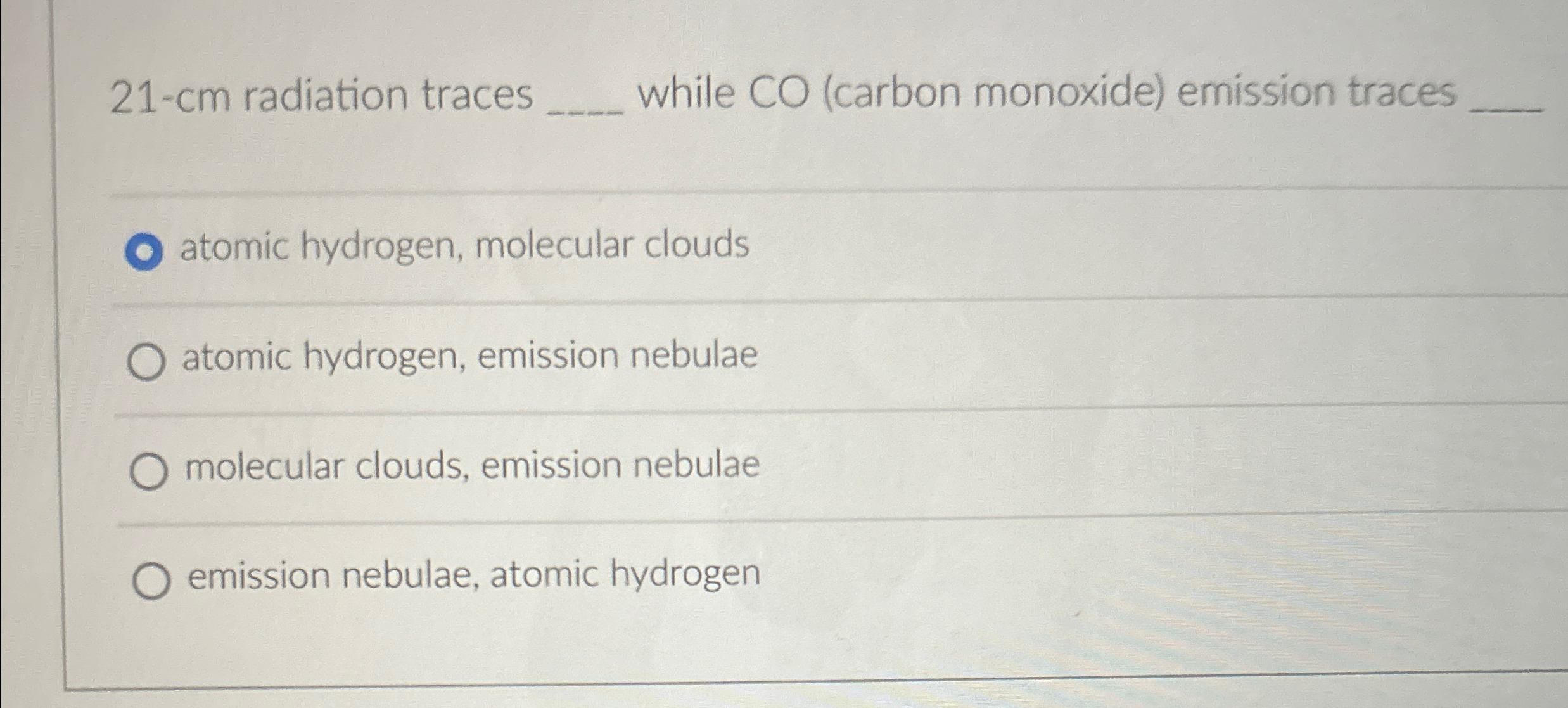Solved 21 Cm ﻿radiation Traces Q ﻿while Co Carbon