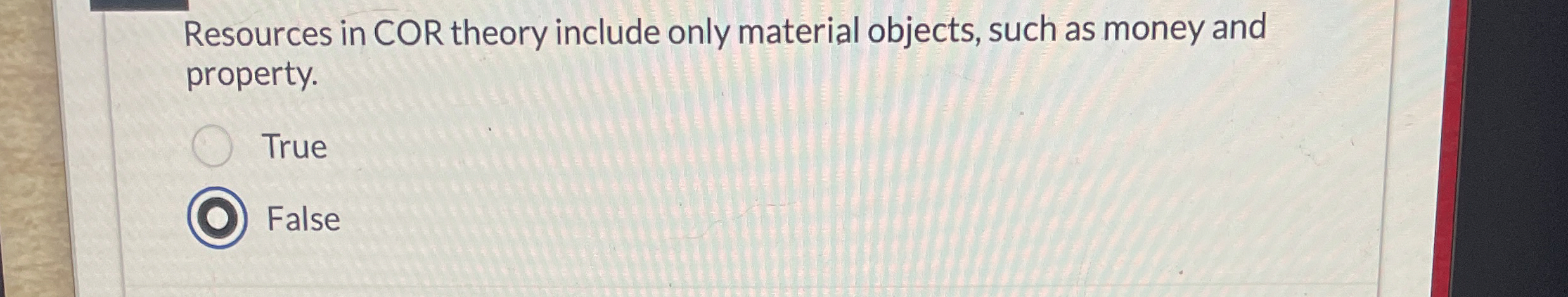 Resources in COR theory include only material | Chegg.com