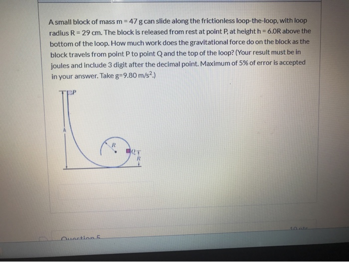Solved A small block of mass m = 47 g can slide along the | Chegg.com