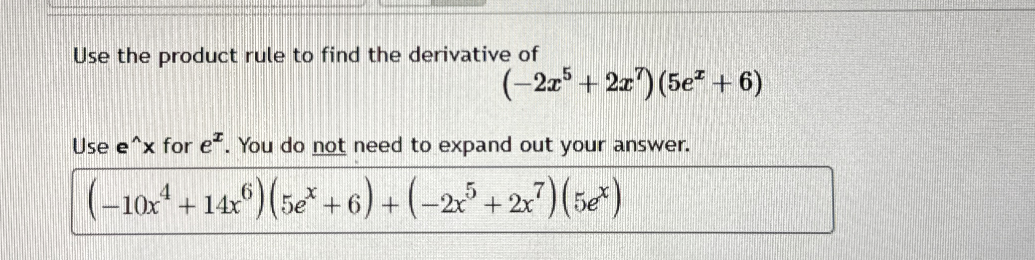Solved Use the product rule to find the derivative | Chegg.com