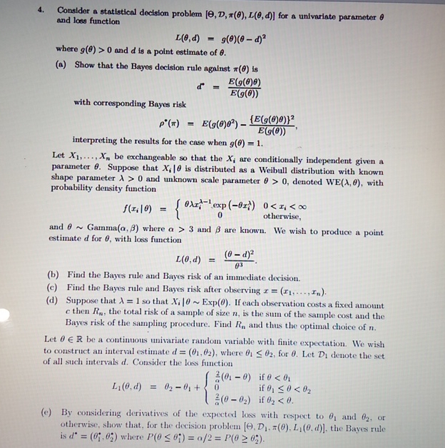 Consider a statistical decision problem | Chegg.com