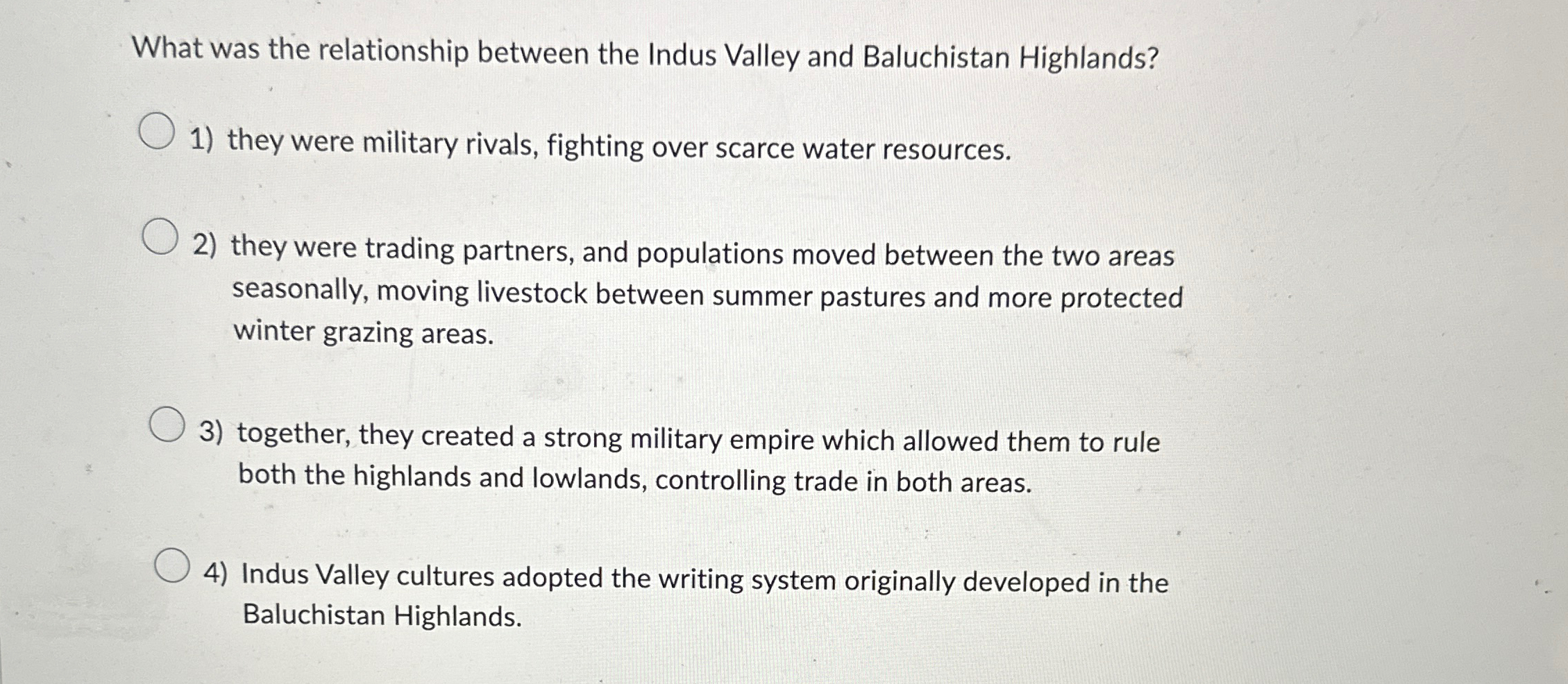 Solved What was the relationship between the Indus Valley | Chegg.com