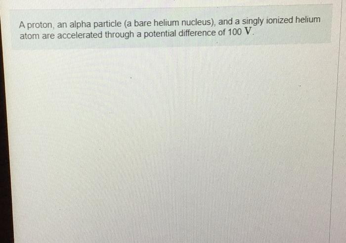 Solved A proton, an alpha particle (a bare helium nucleus), | Chegg.com
