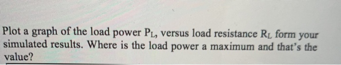 Solved Plot a graph of the load power Pl, versus load | Chegg.com