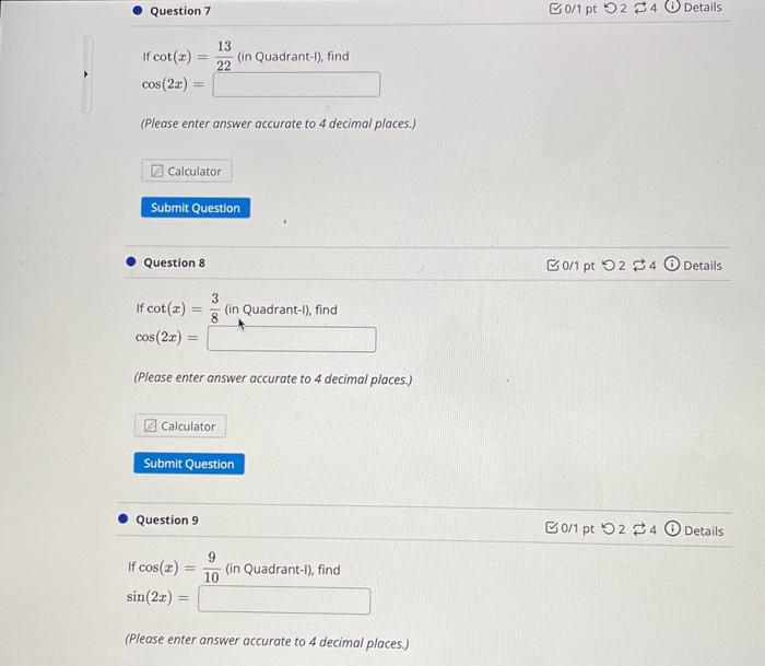 Solved If cosx=72, where x in quadrant IV, then find the | Chegg.com
