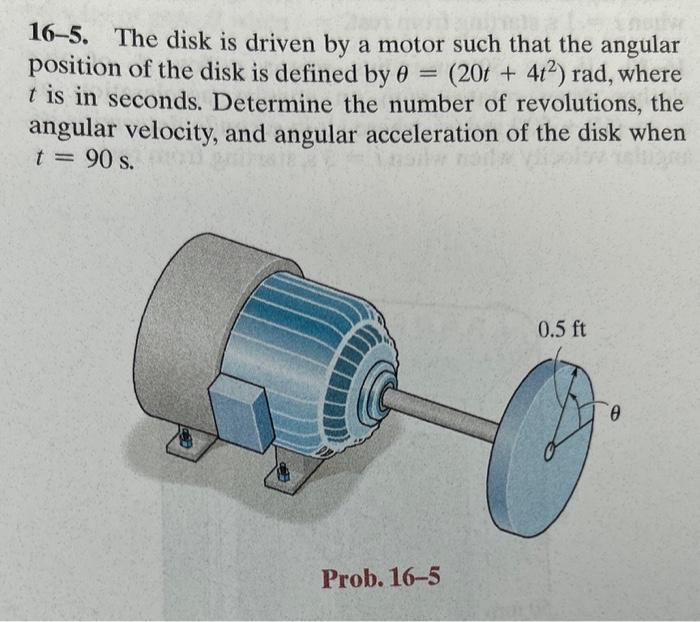 Solved 16-5. The disk is driven by a motor such that the | Chegg.com