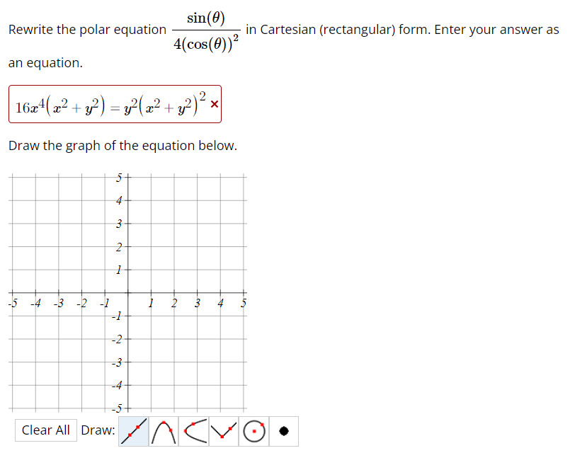Solved Rewrite the polar equation sin(θ)4(cos(θ))2 ﻿in | Chegg.com