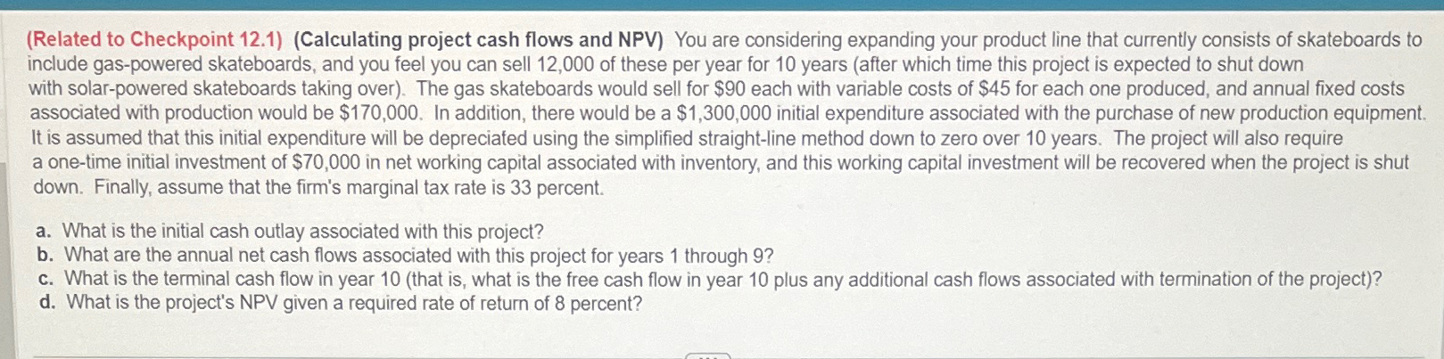 Solved (Related to Checkpoint 12.1) (Calculating project | Chegg.com