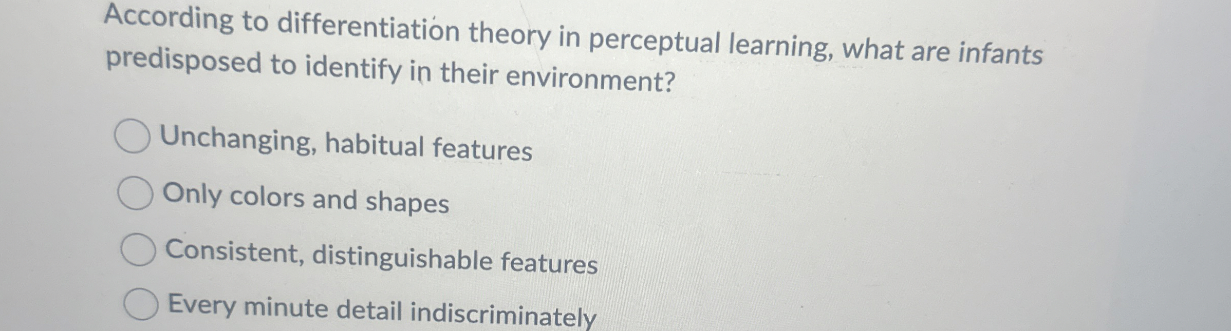 Solved According to differentiation theory in perceptual | Chegg.com