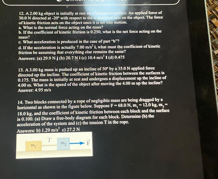Solved 12 A 2 00 Kg Object Is Initially At Rest On K An