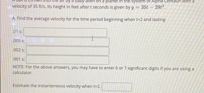 Solved velocity of 35ft/s. Its height in feet after t | Chegg.com