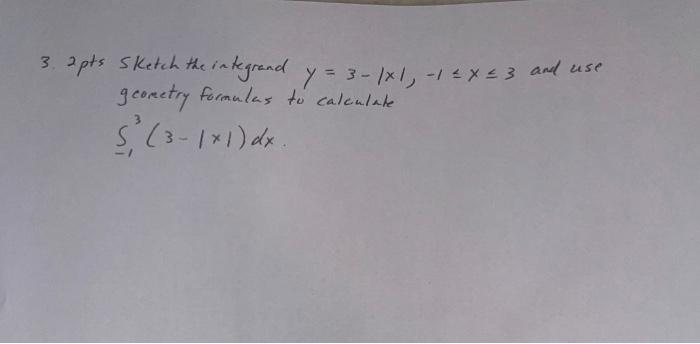 Solved 3. apts sketch the integrand y = 3-1+1, -12 x 23 and | Chegg.com