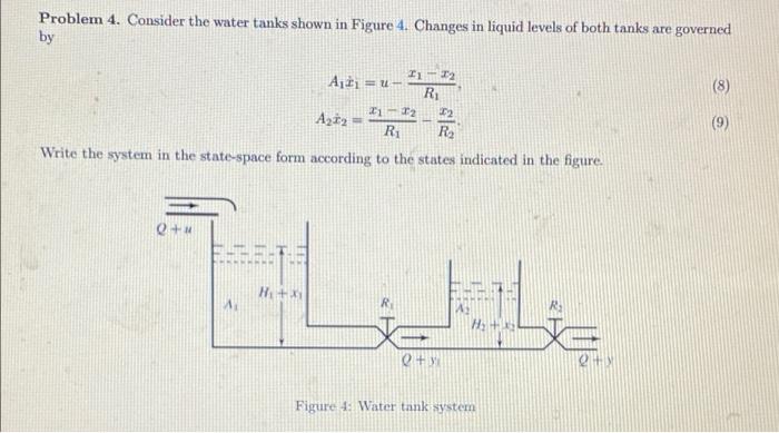 Solved Problem 4. Consider the water tanks shown in Figure | Chegg.com