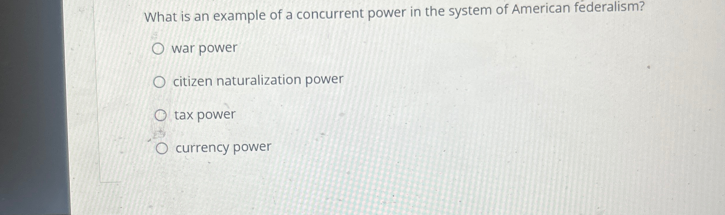 Solved What is an example of a concurrent power in the | Chegg.com