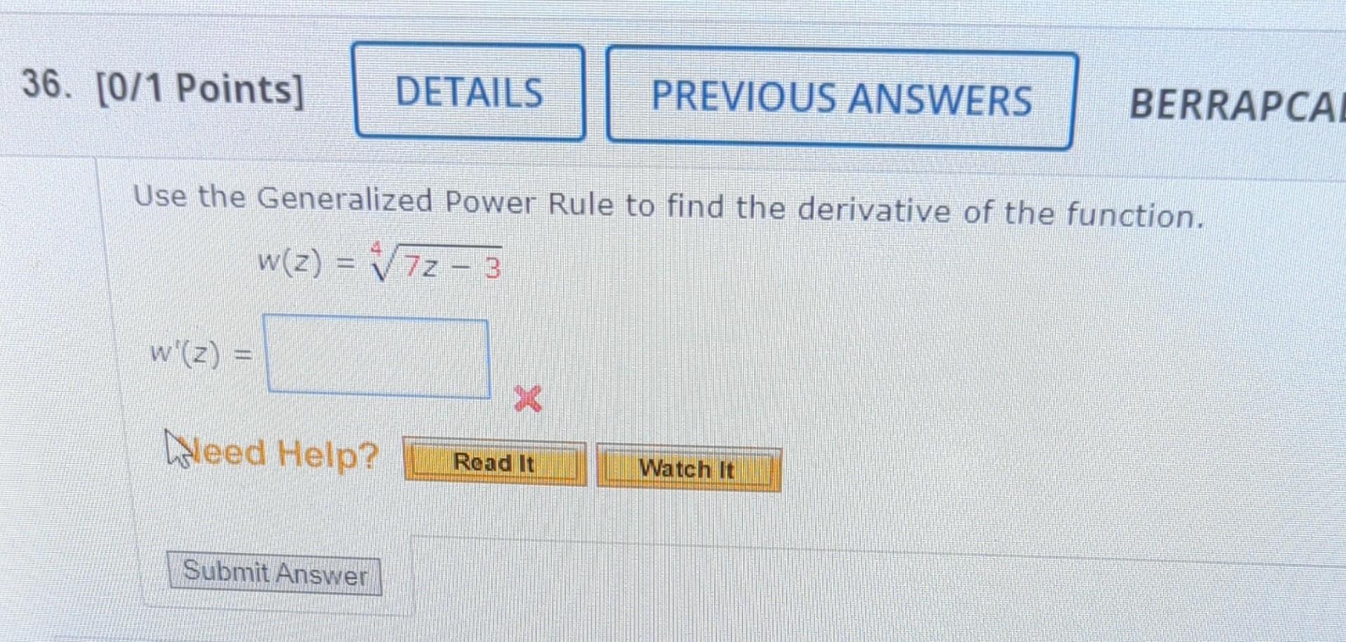 Solved Use the Generalized Power Rule to find the derivative | Chegg.com