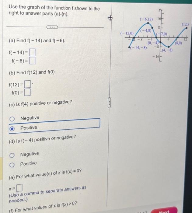 Solved Use the graph of the function f shown to the right to | Chegg.com
