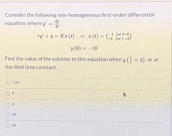 Solved Consider the following non-homogeneous first-order | Chegg.com