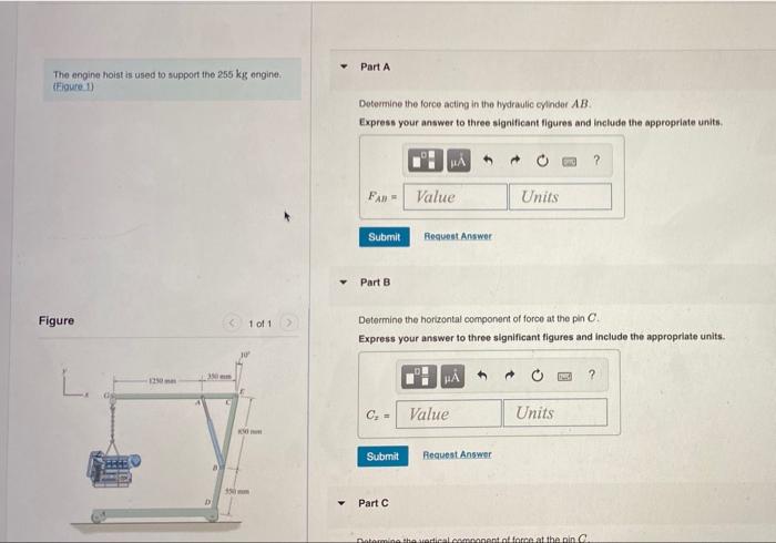 Solved Part A The engine hoist is used to support the 255 kg | Chegg.com