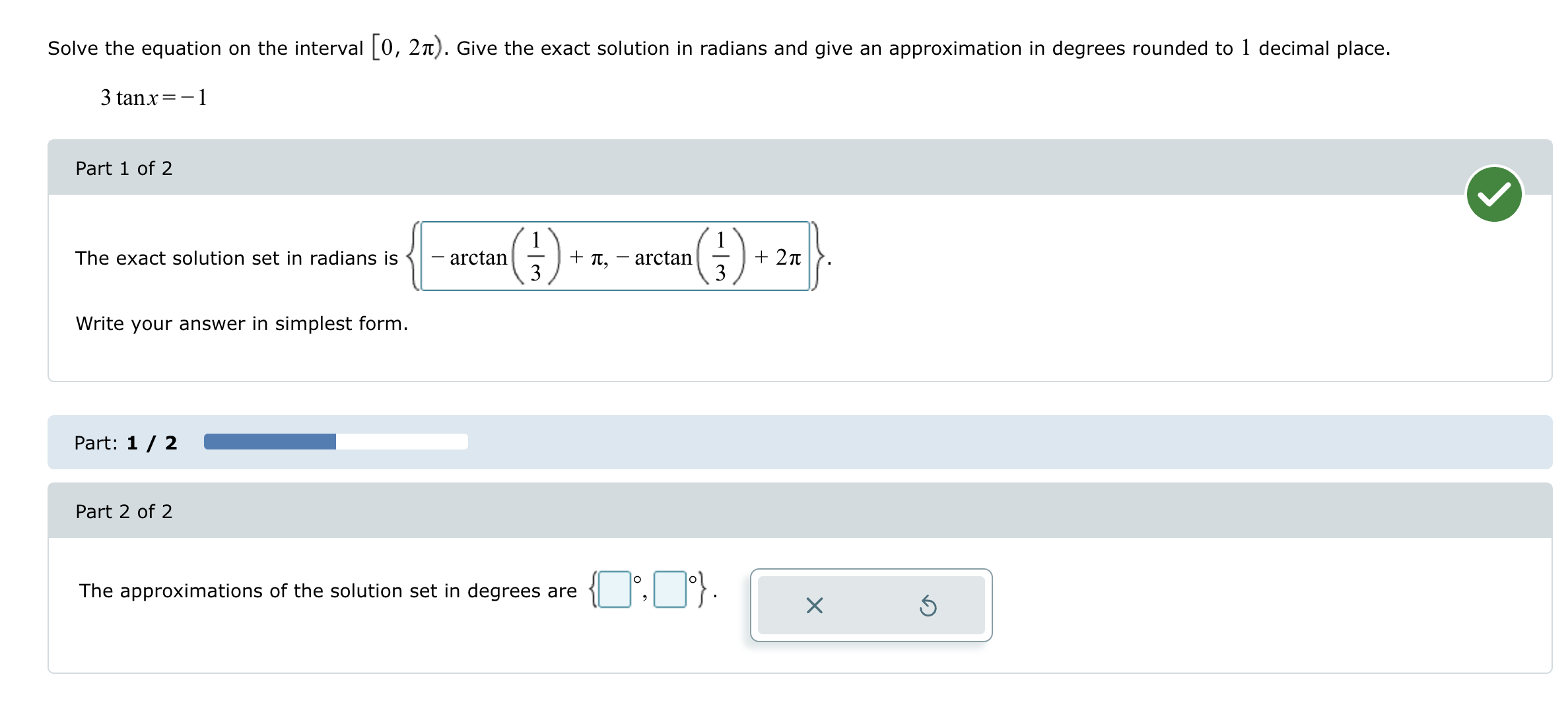 Solved Part 2 ﻿of 2The approximations of the solution set in | Chegg.com