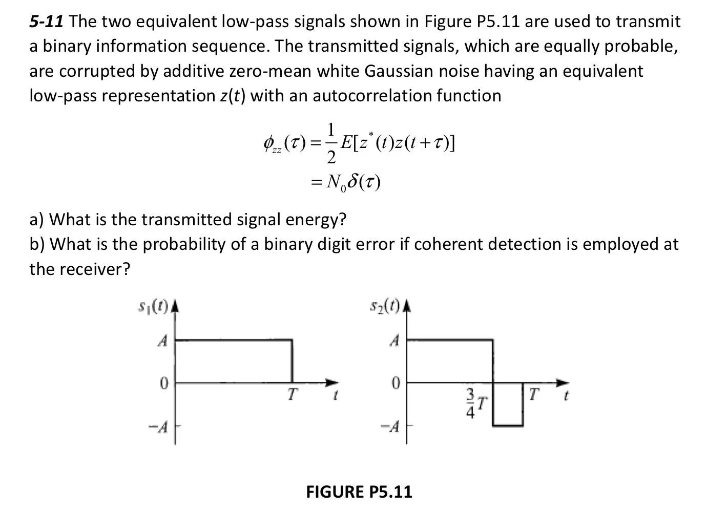 Solved 5-11 ﻿The two equivalent low-pass signals shown in | Chegg.com