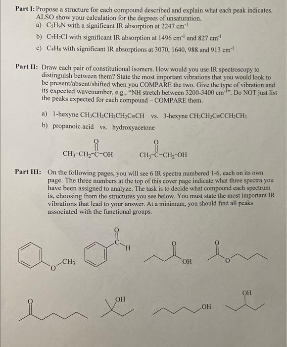 Solved Part I: Propose a structure for each compound | Chegg.com
