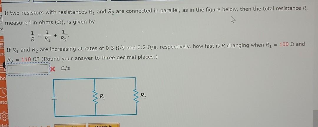 Solved -S + If two resistors with resistances R1 and R2 are | Chegg.com
