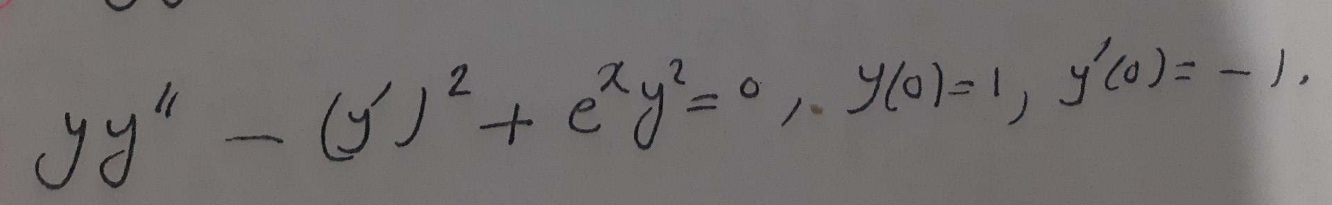 Solved yy′′−(y′)2+exy2=0,y(0)=1,y′(0)=−1 | Chegg.com